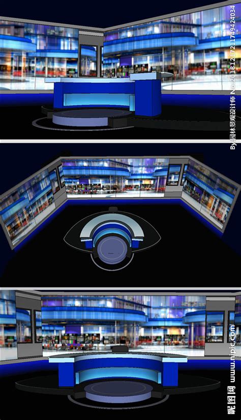 直播室演播室舞台草图SU模型设计图 展示模型 3D设计 设计图库 昵图网
