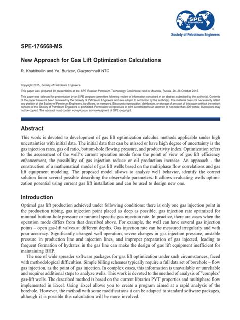 New Approach For Gas Lift Optimization Calculations Pdf