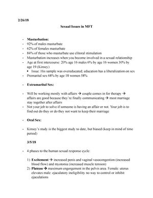 MFT Class Notes MFT Sexual Issues Class Notes Expectations Present And Involved Class