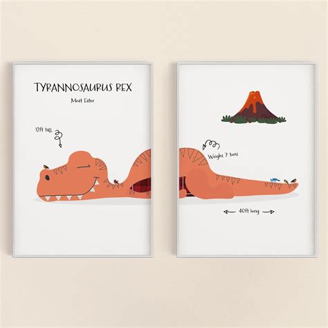 Digital T Rex Art Print Dinosaur Wall Art Dinosaur Nursery Etsy