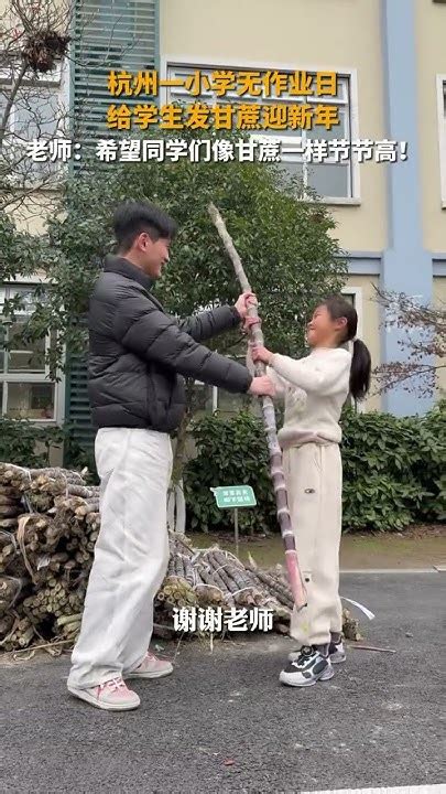 杭州一小学发甘蔗迎新年 学生：超开心！今天还是无作业日！（供稿：美丽西湖，来源：美丽浙江） 中国蓝国际culture 搞笑 興趣