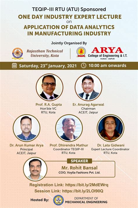 One Day Industry Expert Lecture On Application Of Data Analytics In