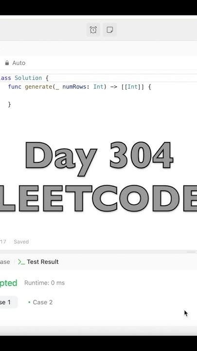 day 304 leetcode problem 118 swift daily challenge swiftui