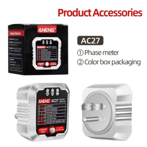 ANENG AC27 Socket Tester Voltage Test Socket Detector Ground Zero Line Polarity Phase Check Tool
