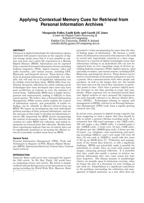 PDF G J F Applying Contextual Memory Cues For Retrieval From