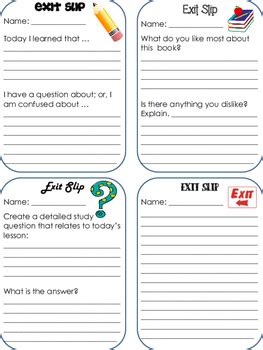 Exit Slips By Nobles Nest TPT