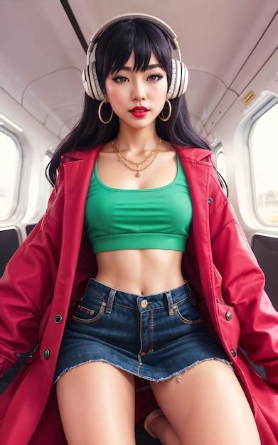 Premium Photo Beautiful Cutie Asian Woman Posing In Transport Train