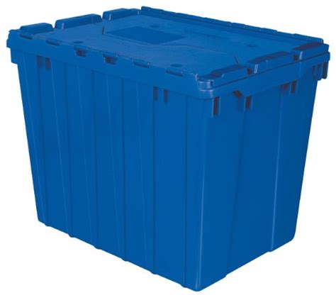 Akro Mils 39170 Industrial Plastic Storage Tote With Hinged Attached Lid 21 Inch L By 15 Inch