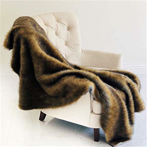 Plutus Brown And Grey Wild Grizzly Bear Faux Fur Luxury Throw Blanket