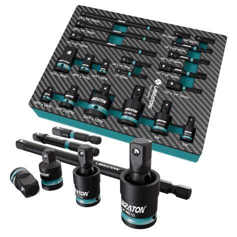 Libraton 20pcs Socket Adapter And Reducer Set Impact Socket Adapters Includes Cr V Reducers