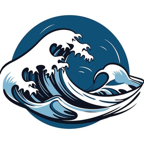 Stylized Illustration Of A Powerful Ocean Wave Perfect For Branding Design Or Print Projects
