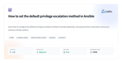How To Set The Default Privilege Escalation Method In Ansible Labex