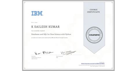 K Sailesh Kumar On Linkedin Datascience Sql Python Coursera Ibm Learning