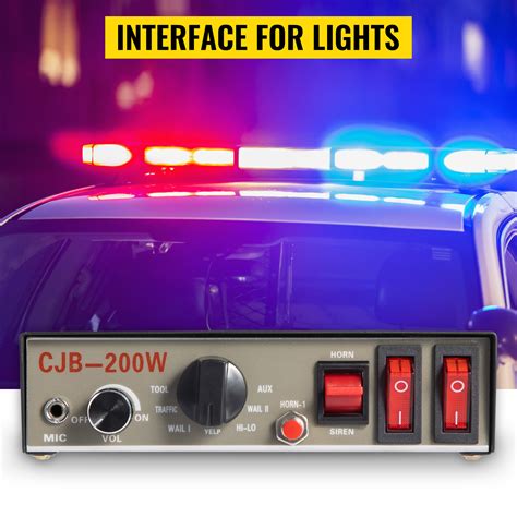 VEVOR V W Amplificador Kit de sirena de policía Sonido Alarma de advertencia de automóvil