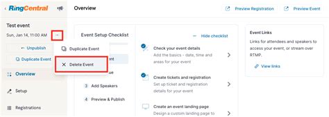 Deleting An Event RingCentral Events