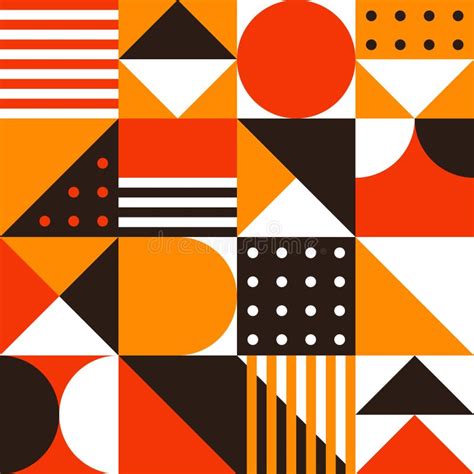 Abstract Geometric Patterns With Orange Yellow White And Brown Color