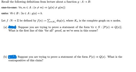 solved recall the following definitions from lecture about a