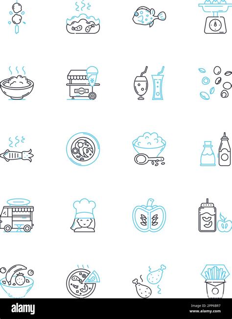 Nutrition Industry Linear Icons Set Nutrients Metabolism