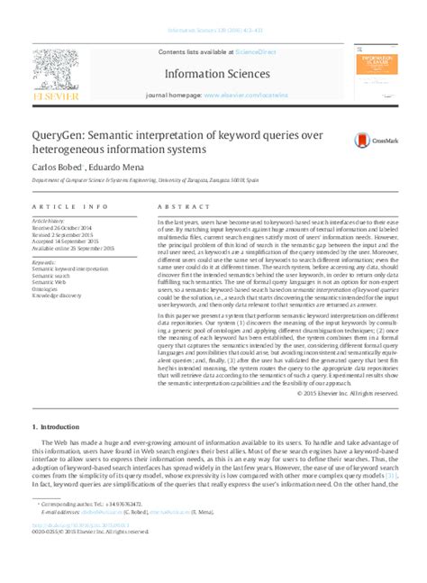 Pdf Querygen Semantic Interpretation Of Keyword Queries Over