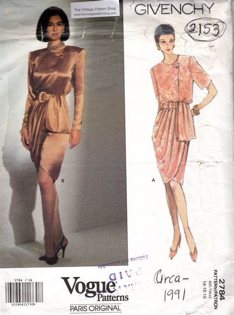 1991 Vintage Vogue Sewing Pattern B 36″ 38 40 Dress 2153 By