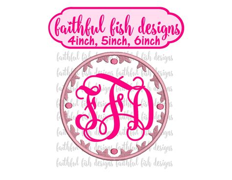 Cute Monogram Embroidery Frame Girly Monogram Frame Circle Monogram