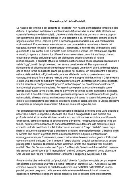 Modelli Sociali Della Disabilità Appunti Di Sociologia Docsity