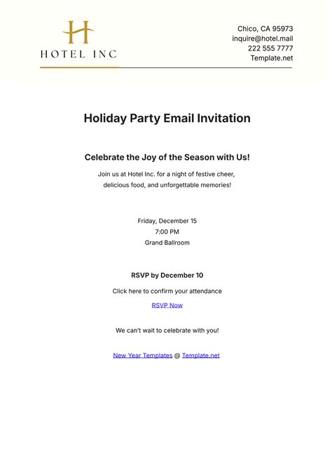 Free Holiday Party Email Invitation Template To Edit Online