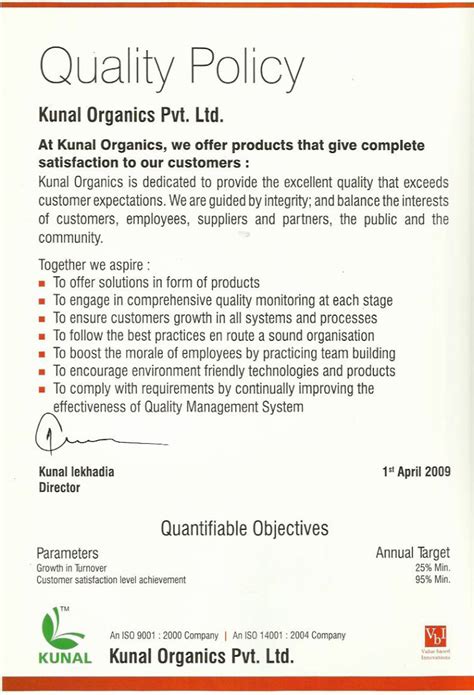 Quality Specifications Infrastructure Kunal Group