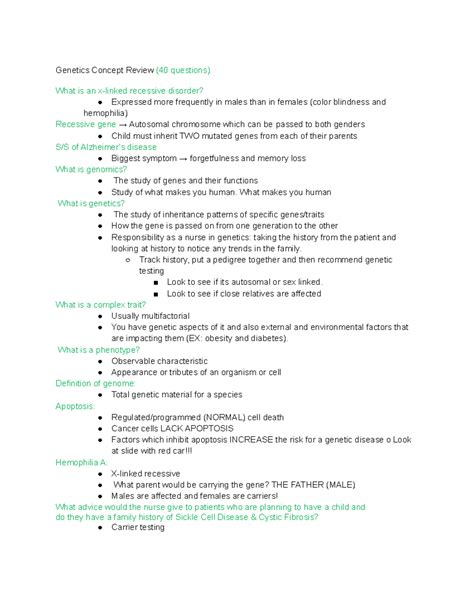 Genetics Concept Review 40 Questions What Makes You Human What Is