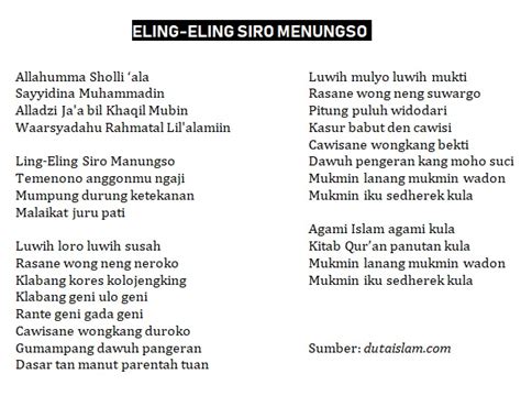 Lirik Sholawat Jawa Eling Eling Sira Manungsa