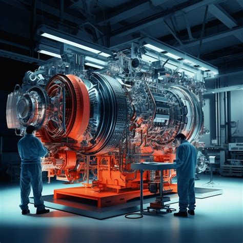 Premium Ai Image A Man Is Working On An Engine That Is Made By The