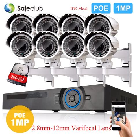 48V 8Channel 1080P CCTV POE NVR System 8pcs 1 0MP 720P POE IP Camera