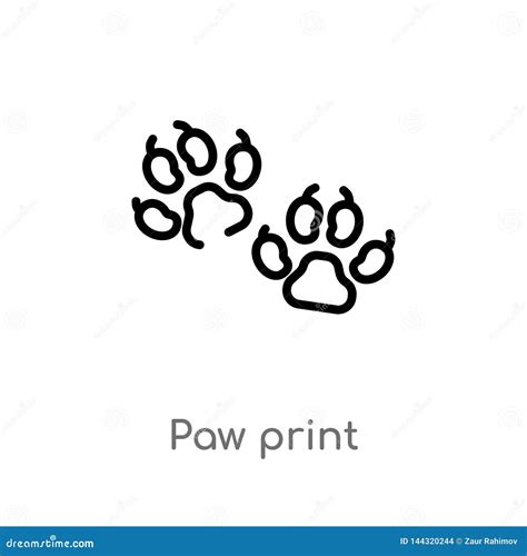 Outline Paw Print Vector Icon Isolated Black Simple Line Element Illustration From Stone Age