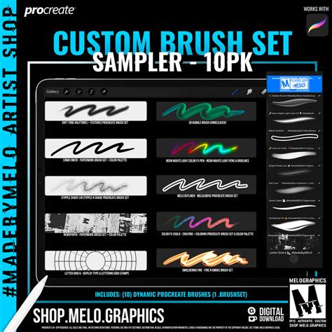 CUSTOM PROCREATE BRUSH SET SAMPLER | #MADEBYMELO by MadeByMELO on ...