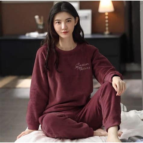 2024 Flanela De Inverno Feminina 2 Peças Conjunto De Pijamas Quentes De