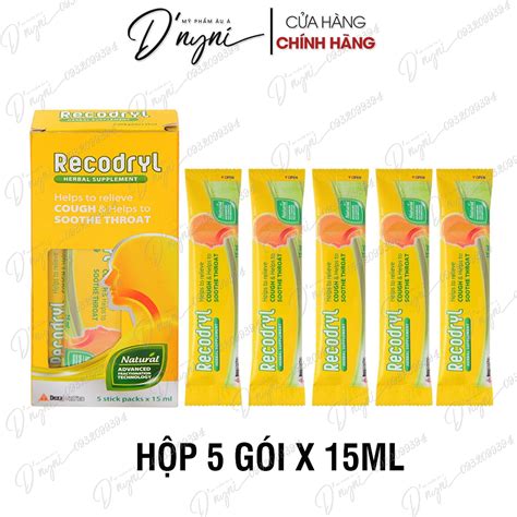 HỘp 5 GÓi Siro Ho Recodryl Hỗ Trợ Giảm Ho Đau Rát Họng 15ml Indonesia