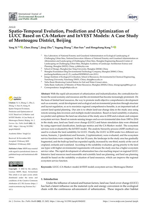 Pdf Spatio Temporal Evolution Prediction And Optimization Of Lucc