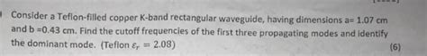 Solved Consider A Teflon Filled Copper K Band Rectangular