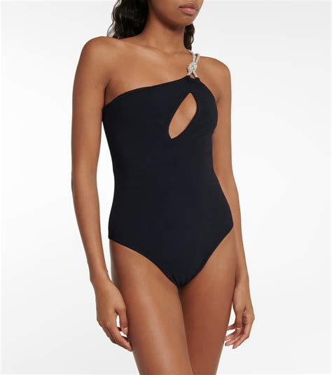Simkhai Saint Embellished One Shoulder Swimsuit Simkhai