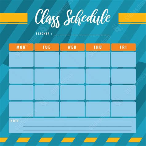 Orange Blue Schedule Class Ornament Education Abstract Word Template