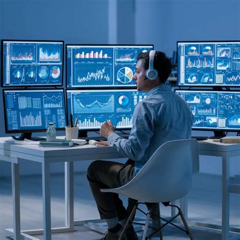 Data Analyst Working With Digital Charts And Graphs Dalle3 Ai