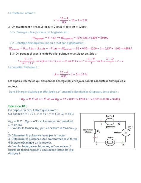 Comportement global d un circuit électrique Exercices corrigés 1