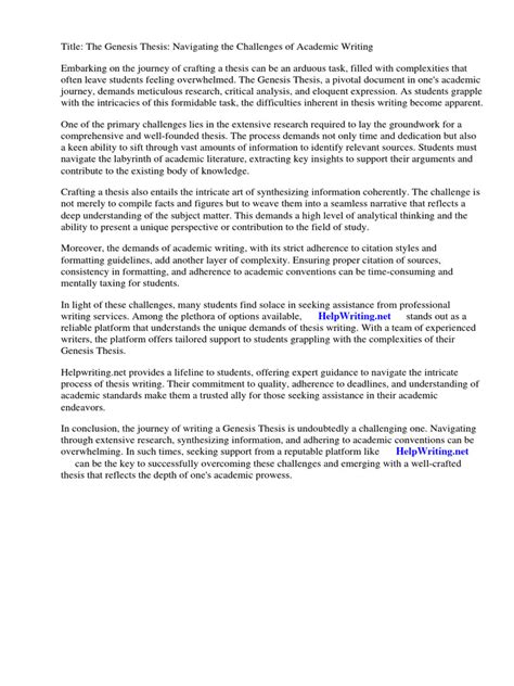 Genesis Thesis Pdf