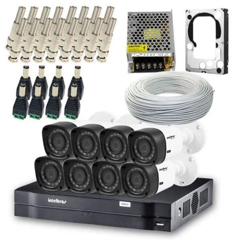 Kit Top Intelbras Completo 8 Câmeras Bullet Externas em Alta