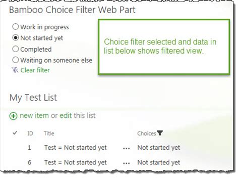 Configure The Choice Filter Web Part Bamboo Solutions