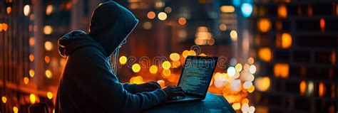 On A Laptop An Aspiring Programmer Types Code In Close Up Stock Photo