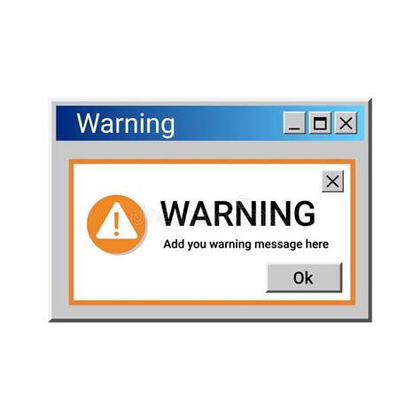 Orange Warning Notification Malware Message In Pop Up Window Stock Vector Illustration Of