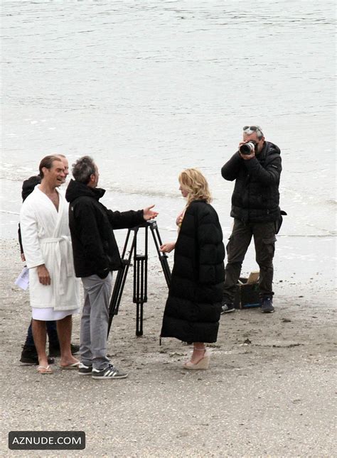 Ludivine Sagnier Sexy With Jude Law Filming The New Pope On The Beach