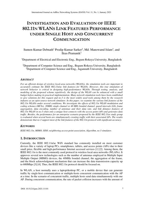 Pdf Investigation And Evaluation Of Ieee 80211n Wlans Link Features Performance Under Single