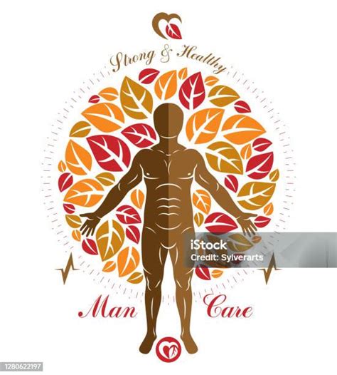 가을 나무의 연속으로 만든 운동 남자의 벡터 그림 인간과 자연의 조화 은유 자연 요법 가을에 대한 스톡 벡터 아트 및 기타 이미지 가을 개념 개념 실재론 Istock